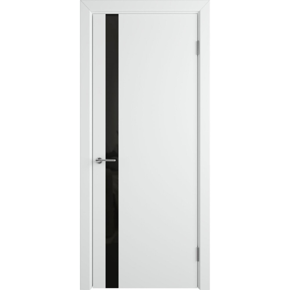 Дверное полотно VFD Niuta Ett Polar Black Gloss белое со стеклом эмаль ...