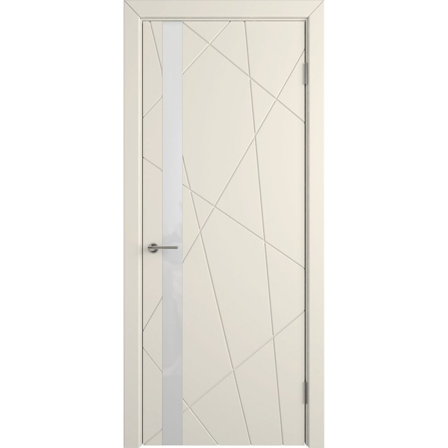 Дверное полотно VFD Flitta Ivory White Gloss бежевое со стеклом эмаль ...
