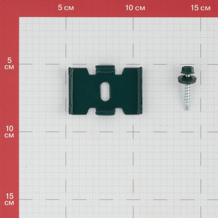 Крепление скоба-саморез для панелей 3D универсальное зеленое RAL 6005 ...