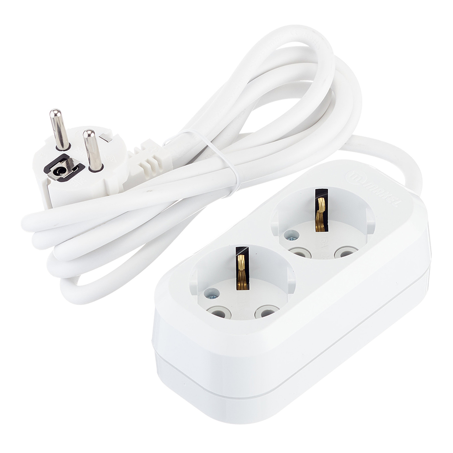 Удлинитель бытовой Makel (MGP112) с заземлением 2 м 16 А 250 В 2,2 кВт 2 розетки ПВС 3х1 мм2 ...