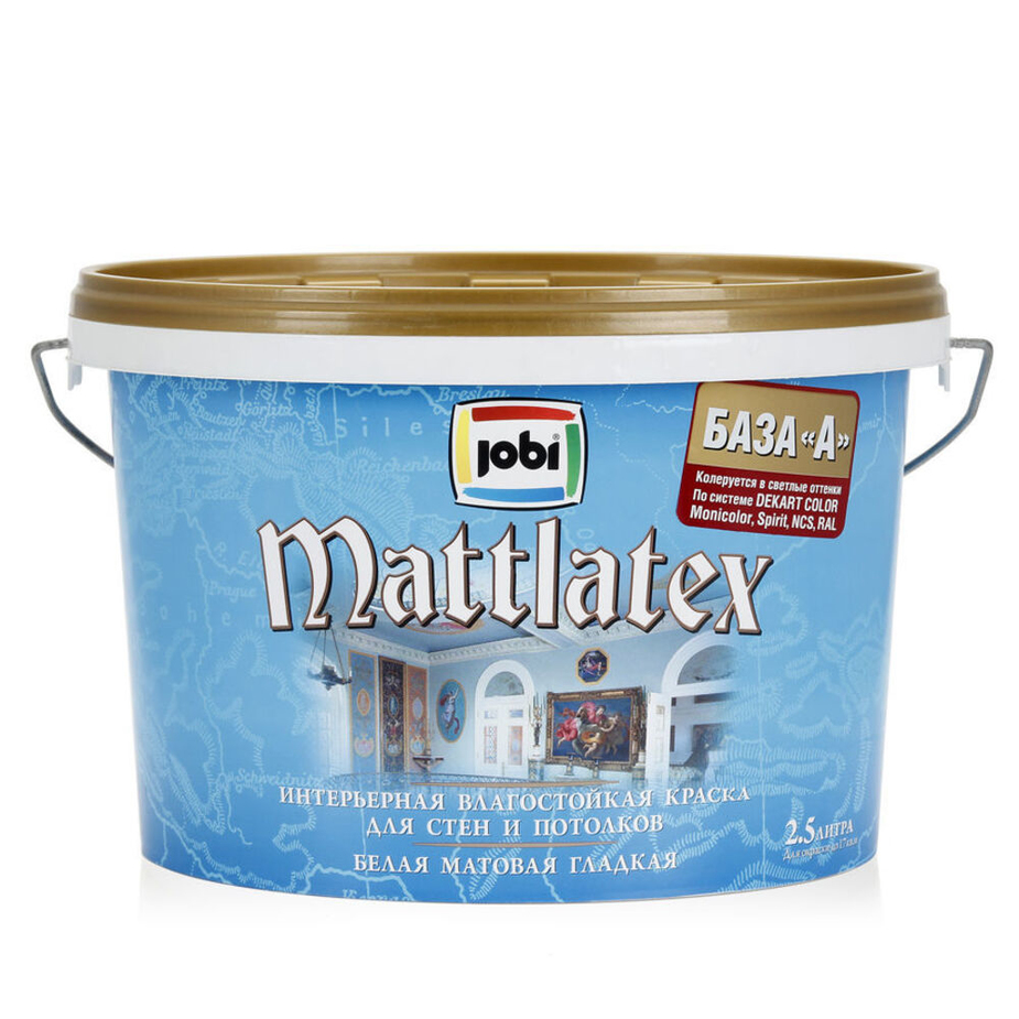 Краска влагостойкая Jobi MattLatex О4 для стен и потолков 2,5 л ...