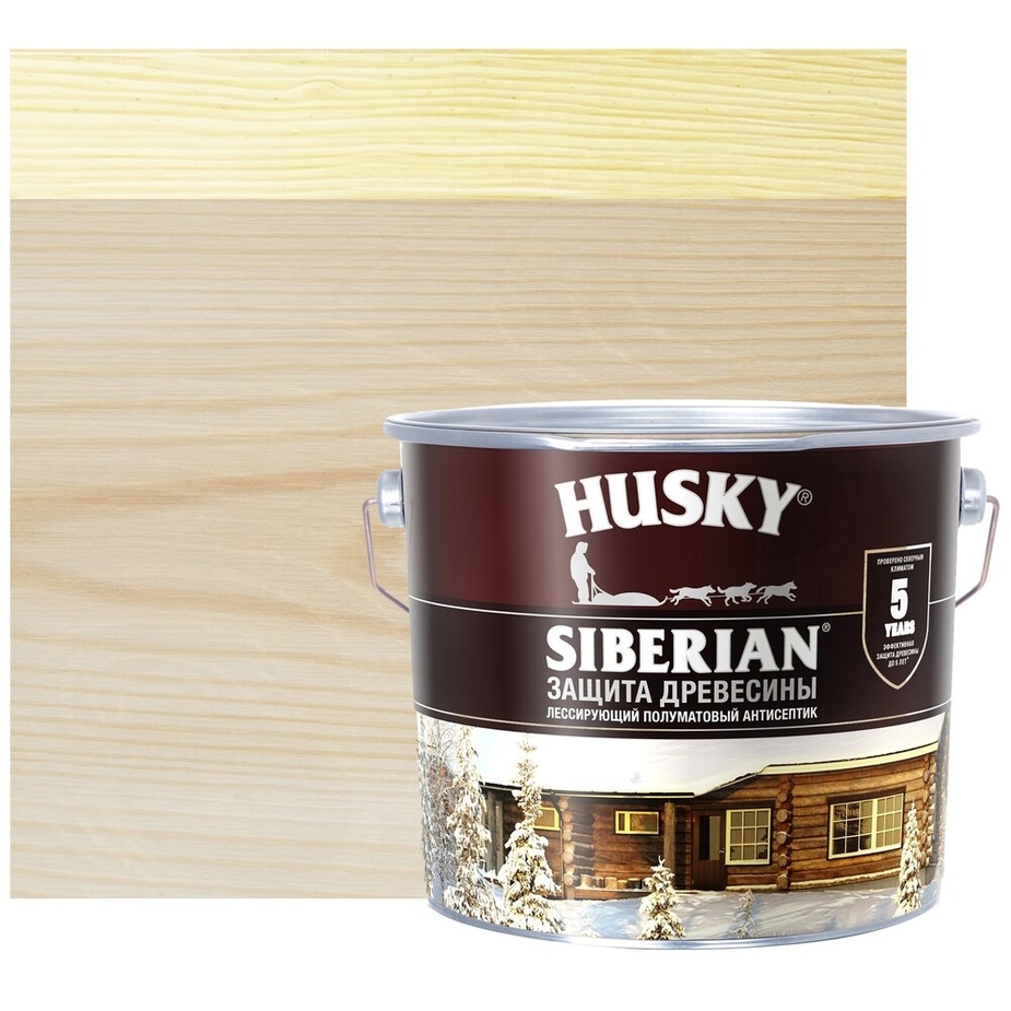 Антисептик Husky Siberian для дерева полуматовый бесцветный 2,7 л ...