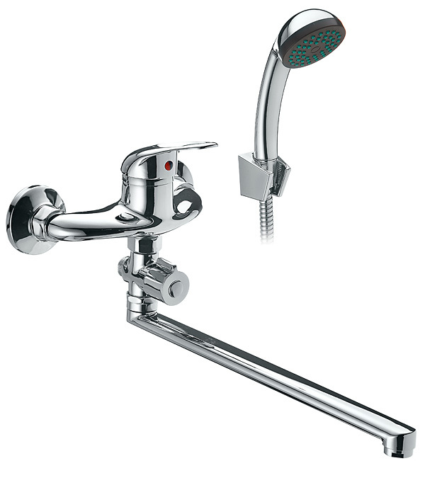 Смеситель для ванны и душа JUGUNI PHOENIX 0402.609 с длинным изливом однорычажный с лейкой ...