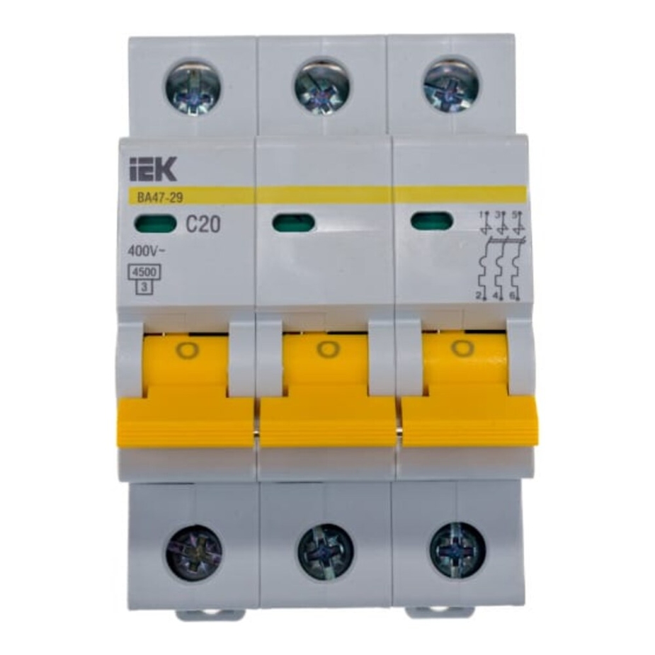 Автоматический выключатель ВА47-29 3Р 20А 4,5кА х-ка С ИЭК — купить в ...