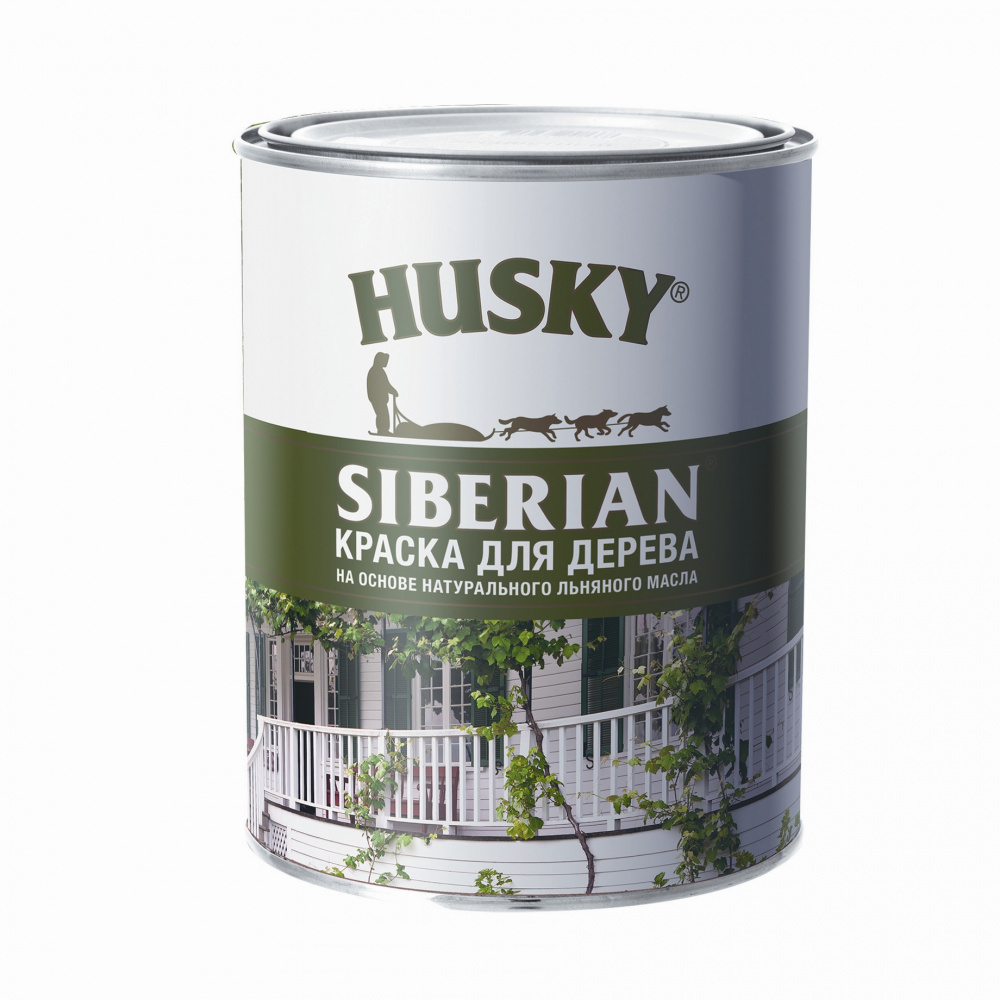 Краска фасадная алкидная по дереву Husky Siberian прозрачная основа C 0 ...