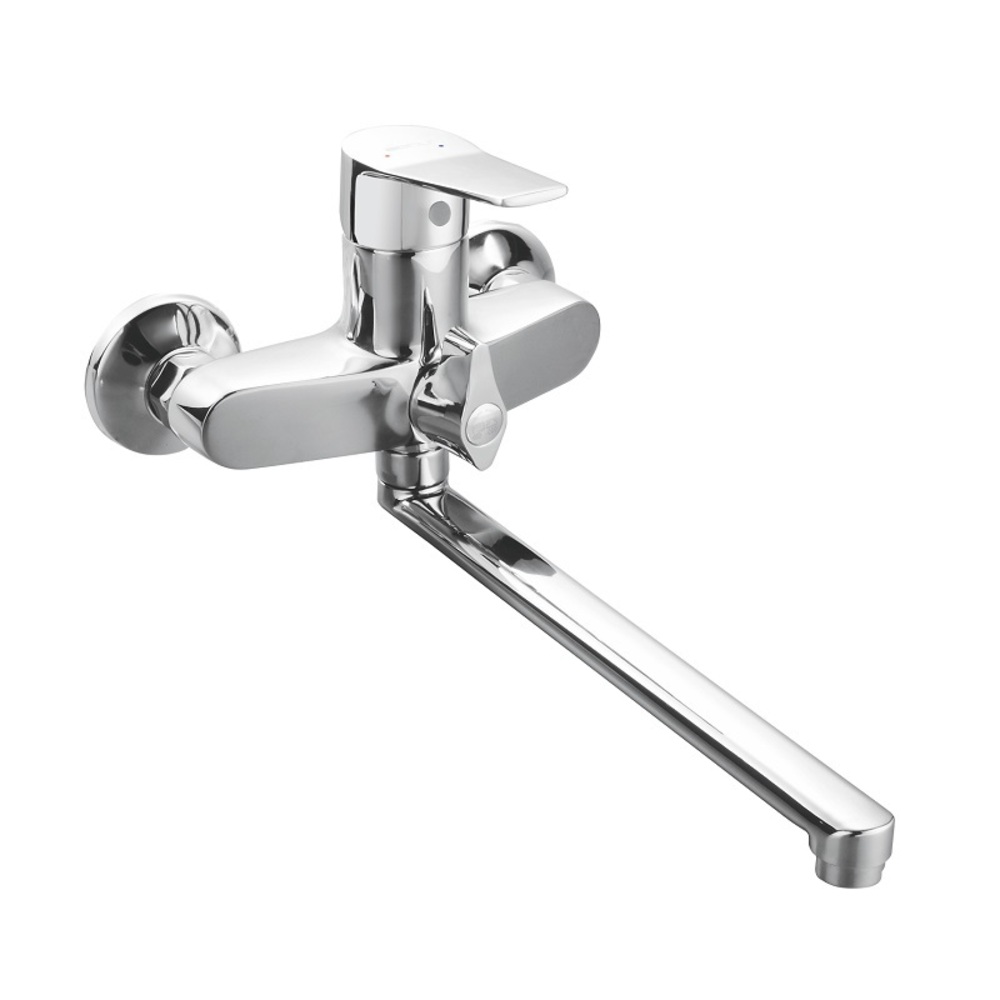 Смеситель для ванны и душа Boou с длинным изливом однорычажный с лейкой хром (B8246-18F ...