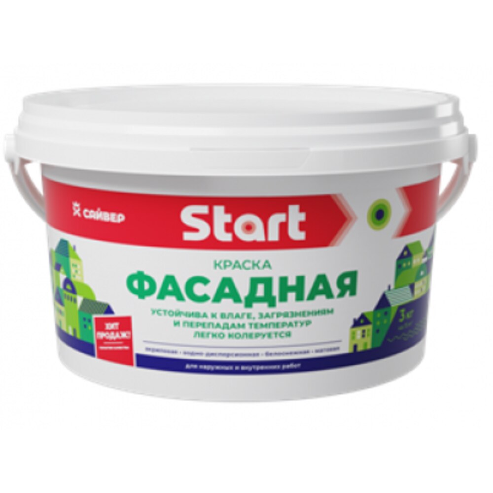 Краска водно-дисперсионная фасадная Сайвер Start белая 7 кг — купить в ...