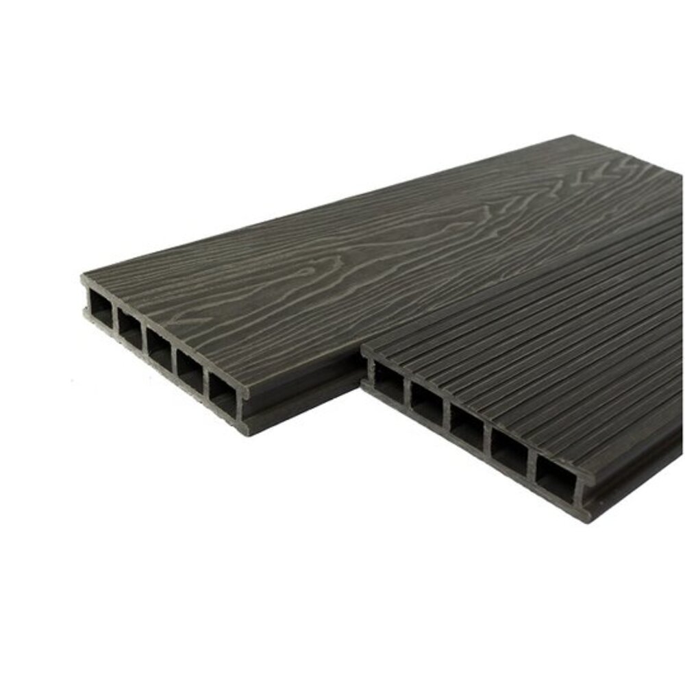 Доска террасная RusDecking Tehno Crown 3D 32х165х4000 мм ДПК графит ...