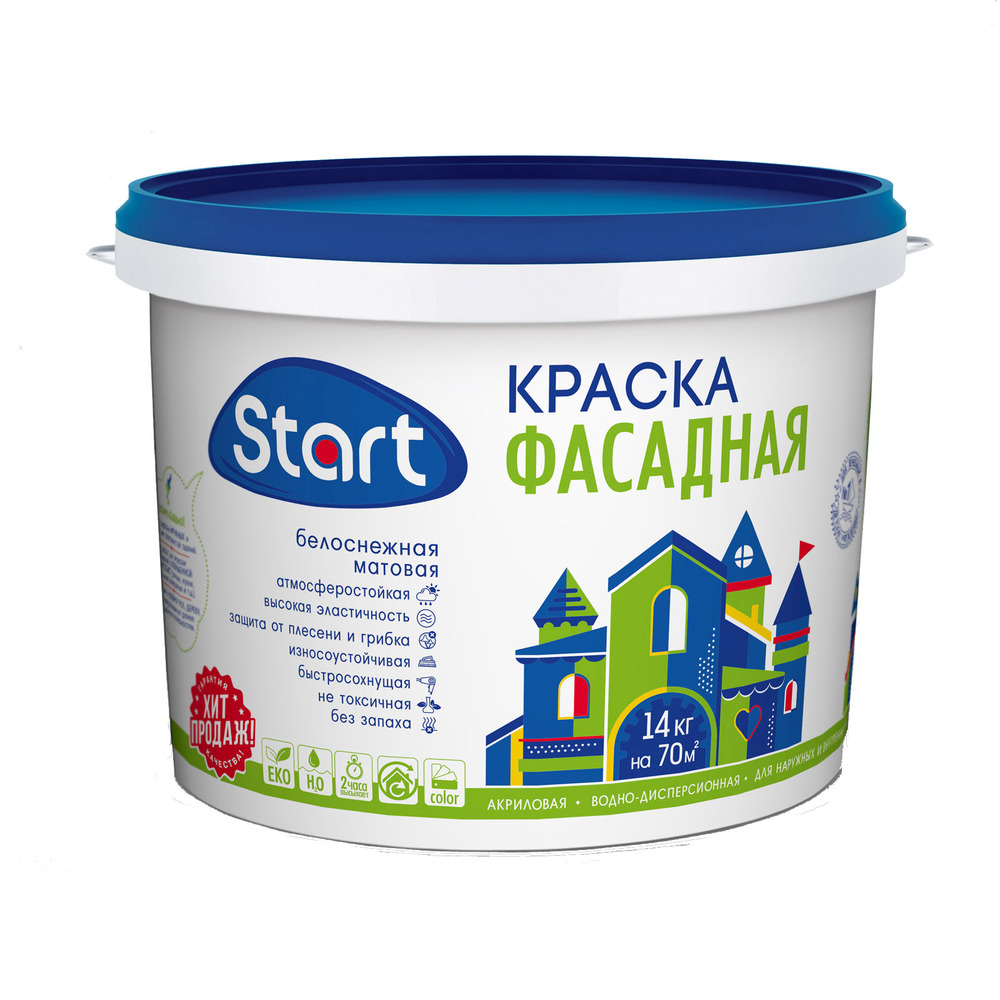 Краска водно-дисперсионная фасадная Сайвер Start белая 3 кг — купить в ...