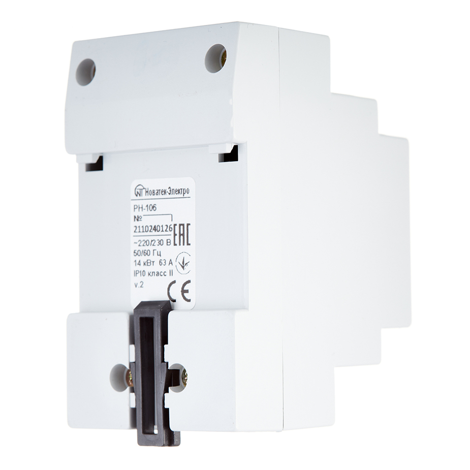 Реле напряжения модульное Новатек РН-106 220 В 60 А тип AC 1P+N ...