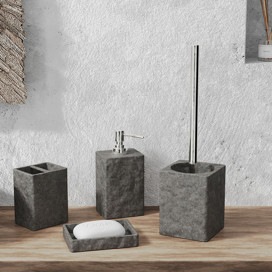 Мыльница для ванной Fora Stone Black настольная полирезин черная (For ...