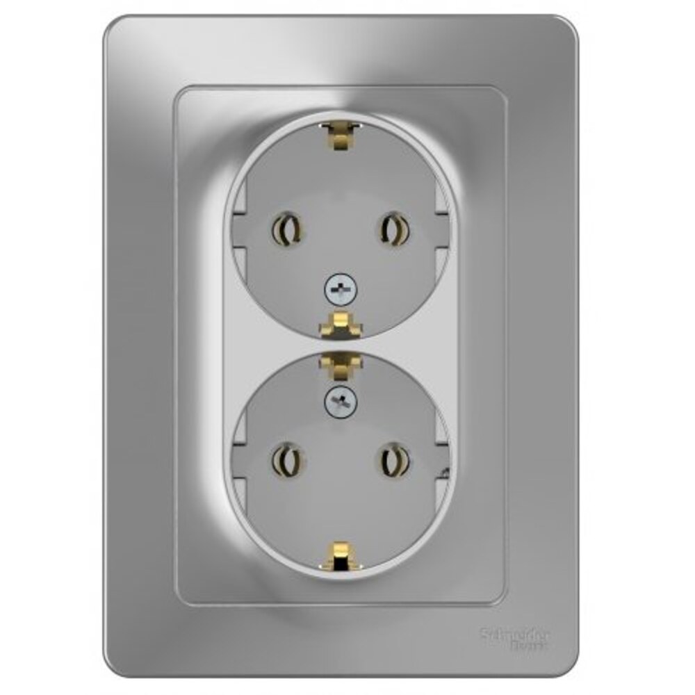 Розетка скрытая двухместная, с заземлением, без шторок BLANCA 16А 250В ...