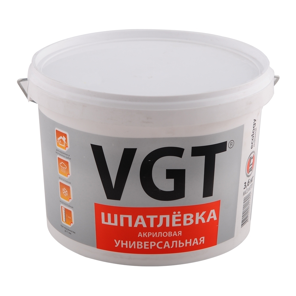 Шпатлевка ВГТ наружных/внутренних работ универсальная 3,6 кг — купить в ...