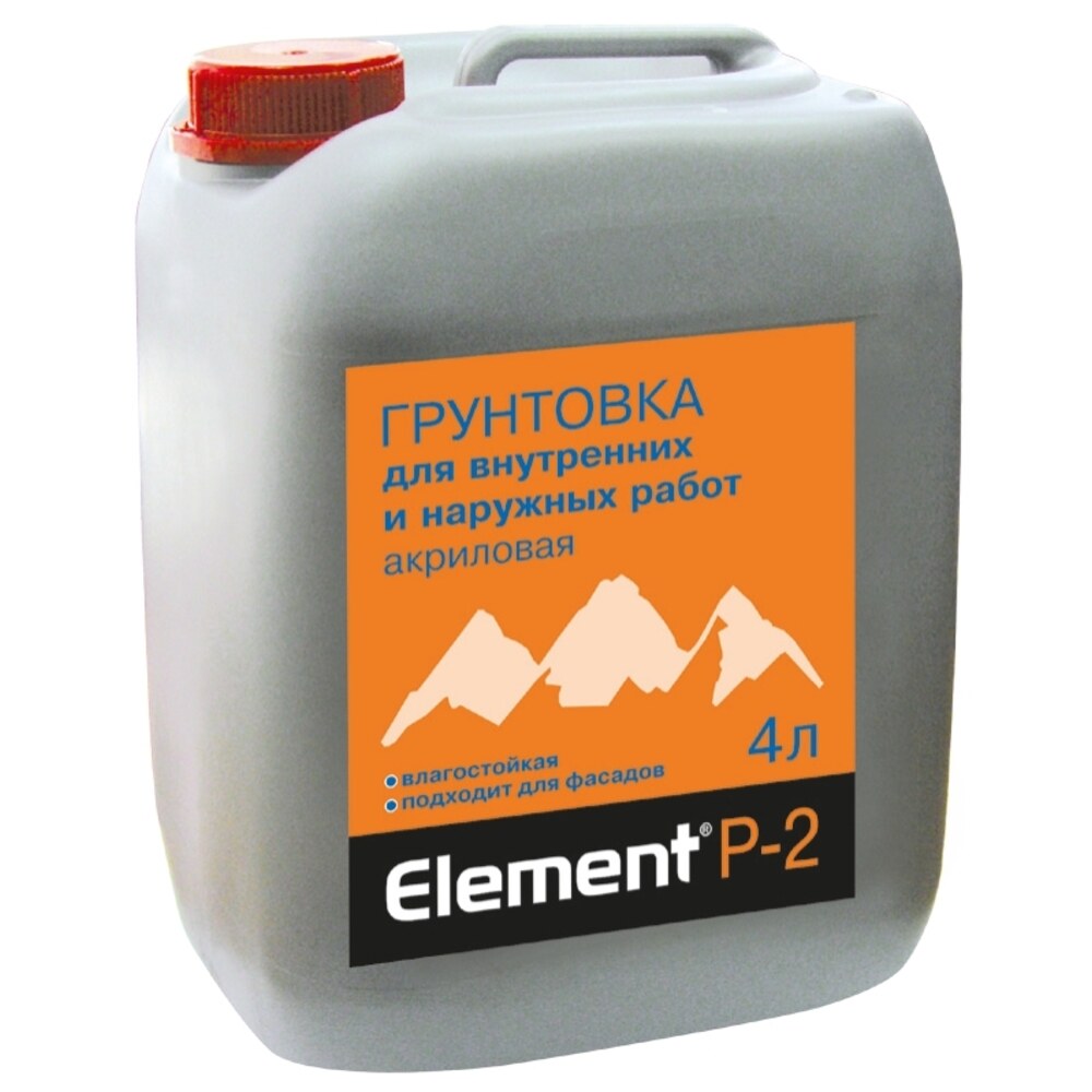 Грунтовка для внутренних и наружних работ акриловая Element Р-2 4 л ...