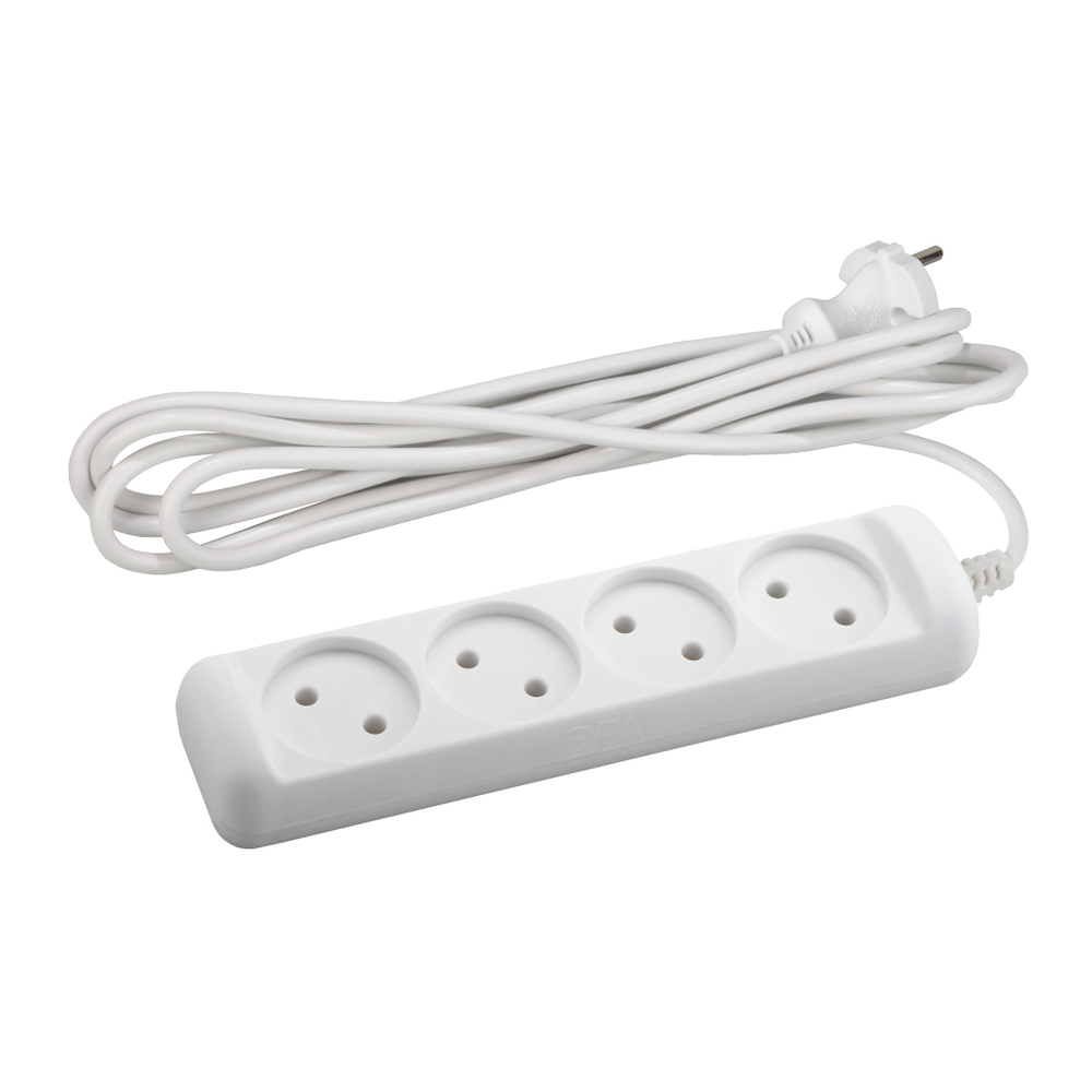 Удлинитель Эра четырехместный без заземления U-4-5m 4 гнезда 5 м ПВС ...