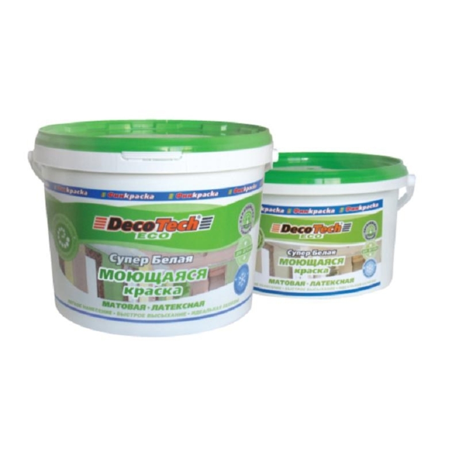 Краска ВД DecoTech Eco моющаяся 9 л — купить в Петровиче в Москве: цена за штуку, характеристики ...