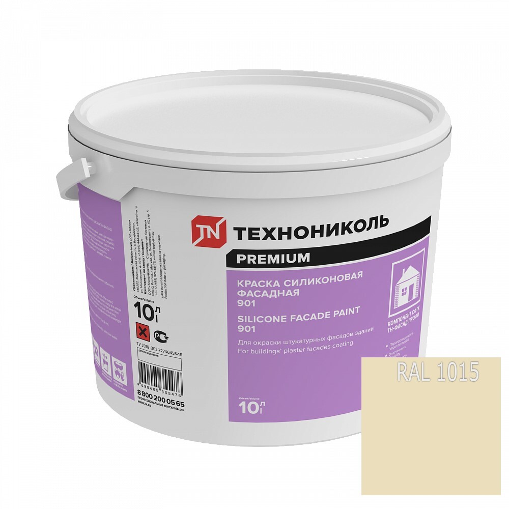 Краска фасадная силиконовая ТЕХНОНИКОЛЬ 901 RAL 1015 GINSTER 60 10 л ...