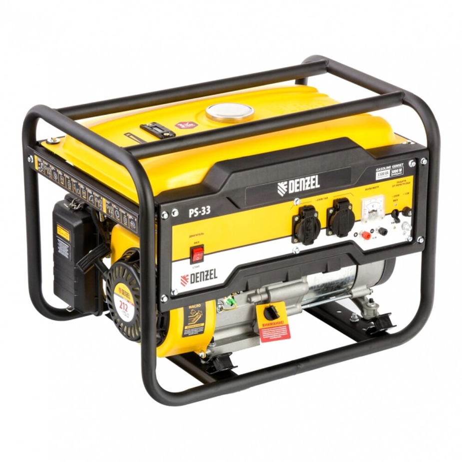 Генератор бензиновый Denzel PS-33E 3300Вт 15л ручной стартер (94537 ...