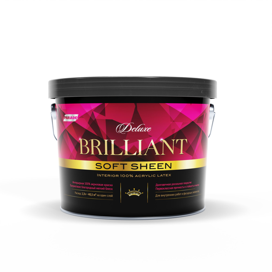 Краска моющаяся Parade Deluxe Brilliant soft sheen база С бесцветная 2 ...