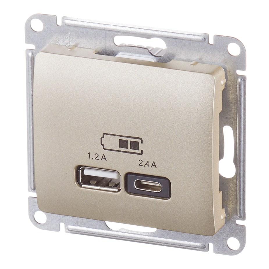 Розетка usb Systeme Electric Glossa GSL000439 скрытая установка титан ...
