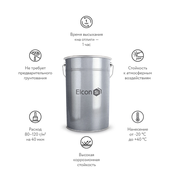 Грунт-эмаль по ржавчине 3в1 Elcon белая RAL 9003 матовая 25 кг — купить в Петровиче в Москве ...