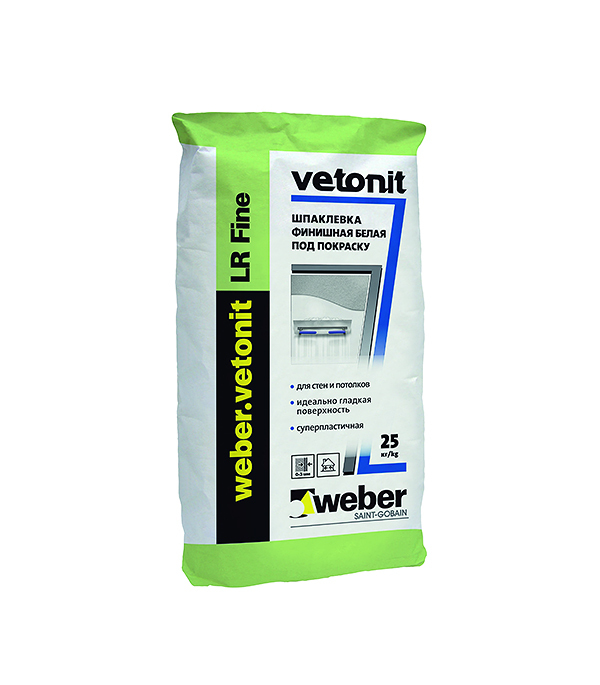 Шпаклевка полимерная Weber.vetonit LR Fine для сухих помещений белая 25 ...