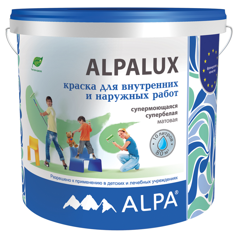 Краска акриловая Alpa люкс DIY супермоющаяся прозрачная основа С 9,06 л ...