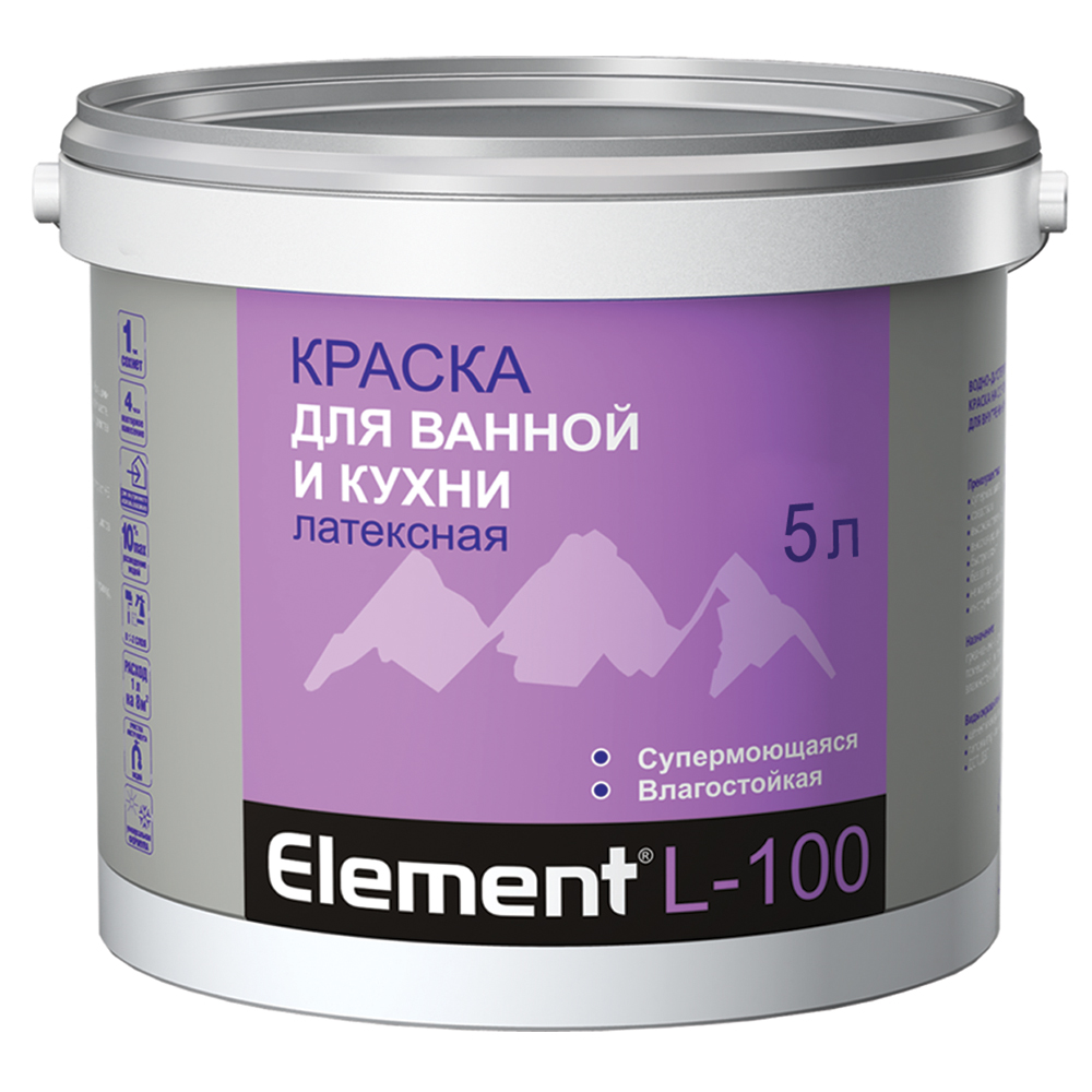 Краска латексная Element для ванной и кухни 5 л — купить в Петровиче в ...