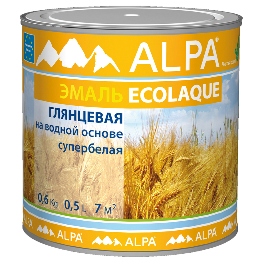 Эмаль на водной основе Alpa Ecolaque белая глянцевая 0,5 л — купить в ...