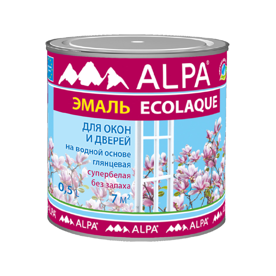 Эмаль на водной основе Alpa Ecolaque для окон и дверей 0,5 л — купить в ...