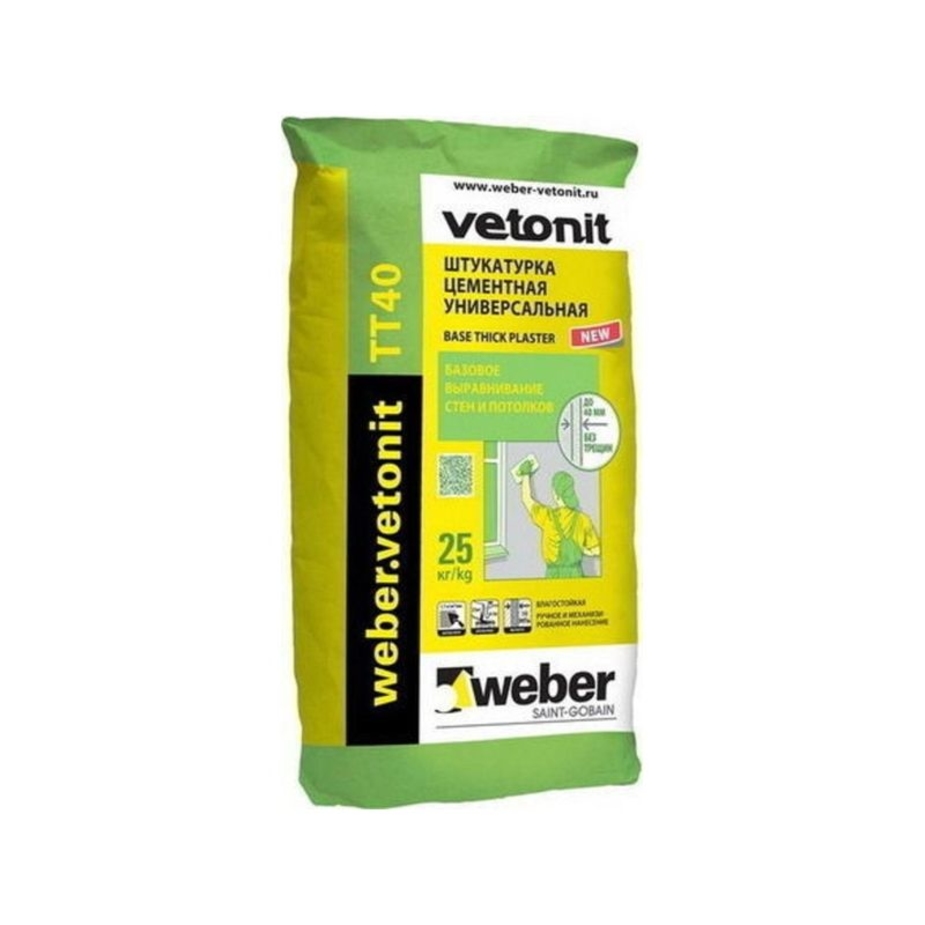 Штукатурка цементная Weber.vetonit ТТ40 фасадная 25 кг — купить в ...