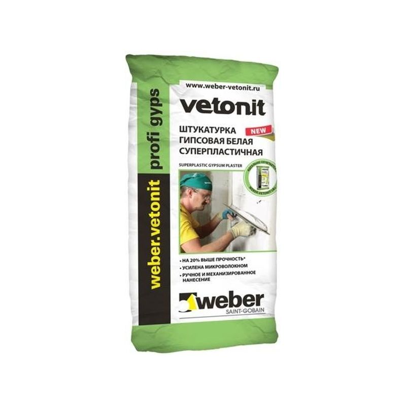 Штукатурка гипсовая Weber Vetonit Profi Gyps белая, 30 кг — купить в ...