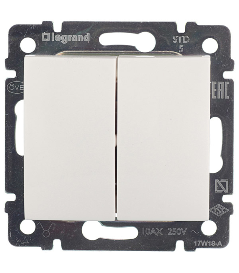 Выключатель Legrand Valena 694265 двухклавишный скрытая установка белый ...